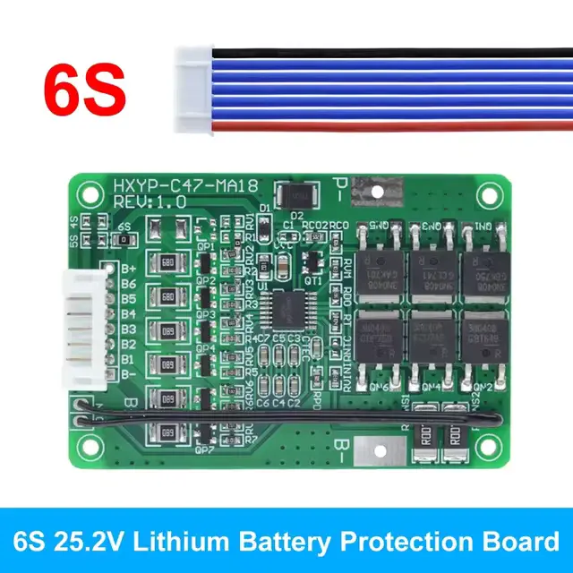 BMS 6S 20A 25.2V Li-Ion Battery Protection Board with Balancing, NTC ...